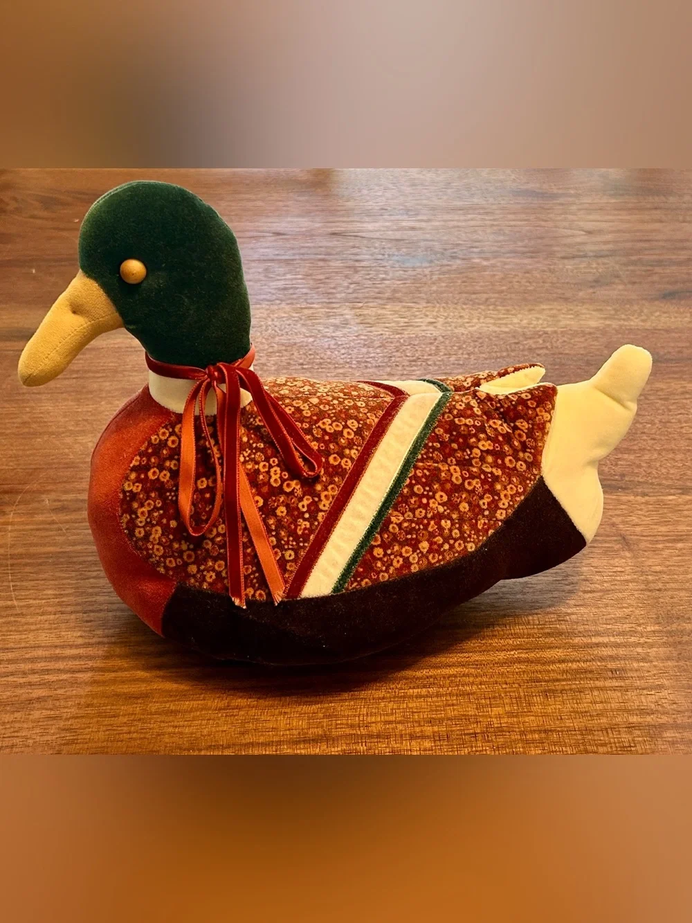 Toys | Vtg Handmade Quilt Duck Plush Mallard Decoy Pillow Hunting Decor ...